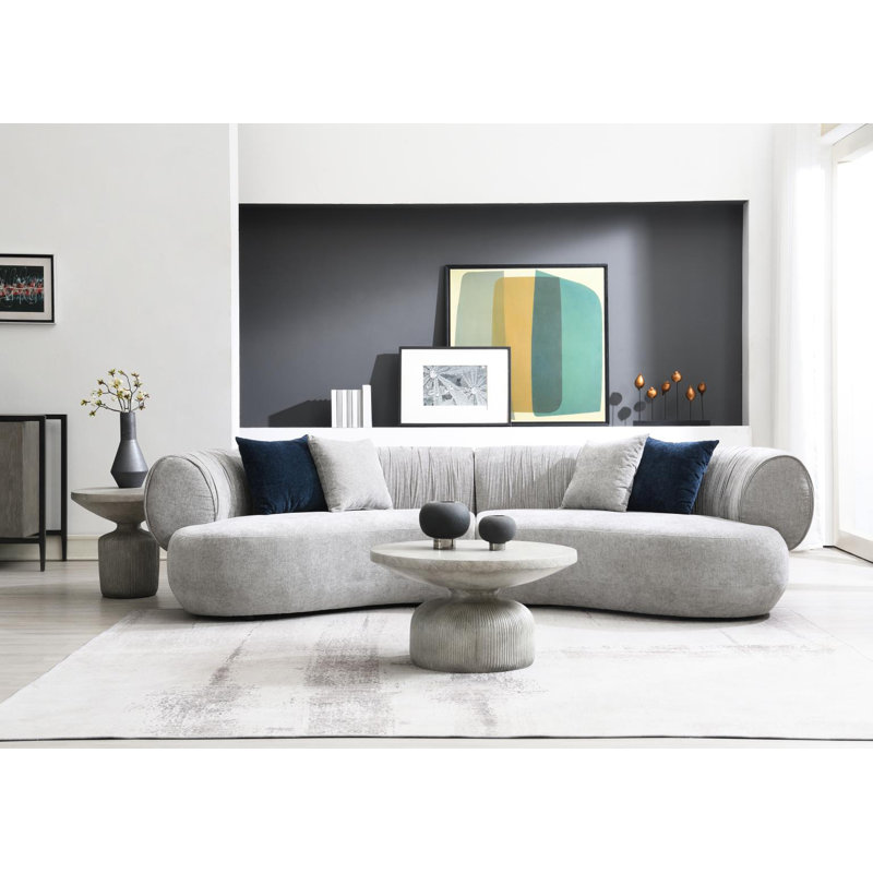 Orren Ellis Gray Modern Curved Sofa | Wayfair